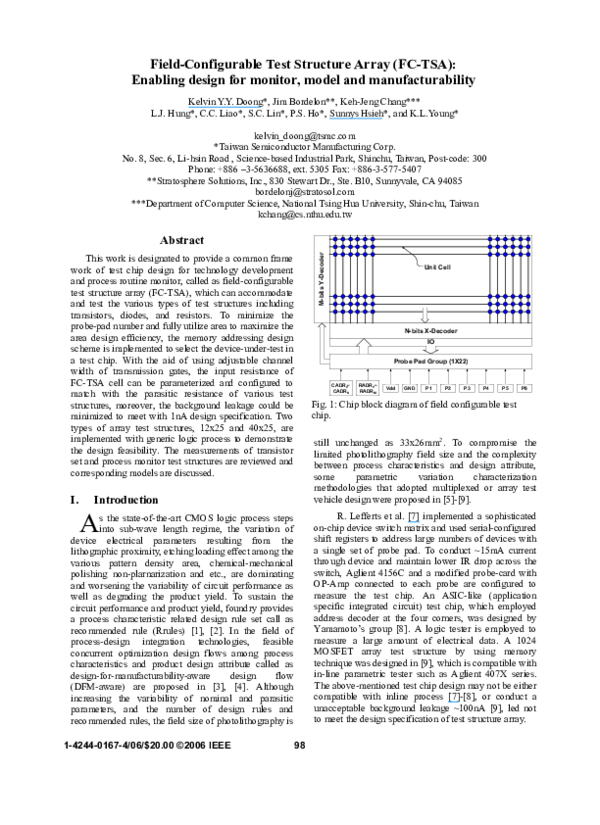 Pdf Field Configurable Test Structure Array Fc Tsa Enabling Design 4159