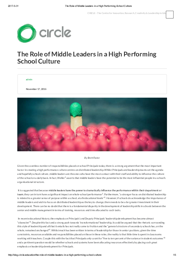 (PDF) 2017­5­31 The Role of Middle Leaders in a High Performing School ...