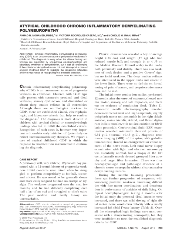 (PDF) Atypical childhood chronic inflammatory demyelinating polyneuropathy