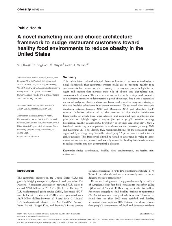 (PDF) A novel marketing-mix and choice-architecture framework to nudge ...