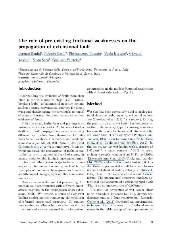 Pdf The Role Of Pre Existing Frictional Weaknesses On The Propagation