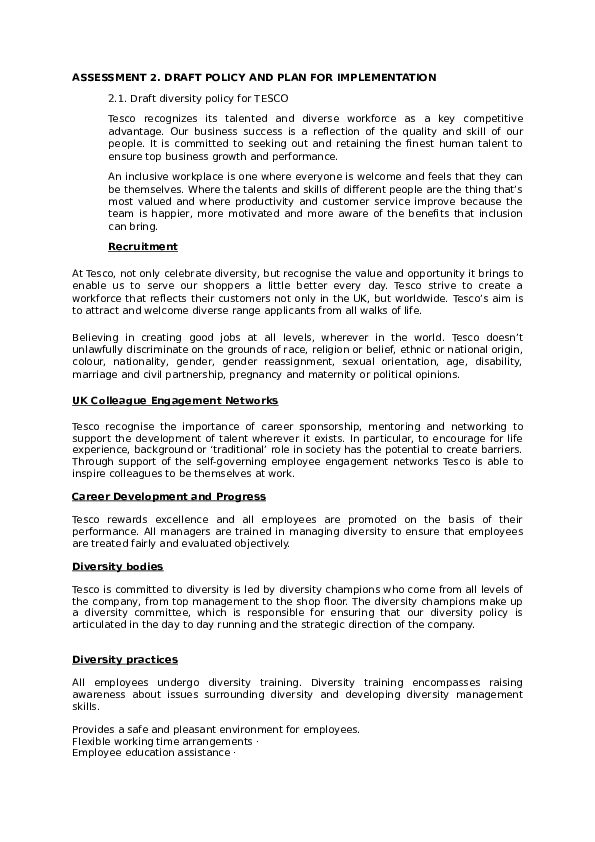 (DOC) ASSESSMENT 2. DRAFT POLICY AND PLAN FOR IMPLEMENTATION 2.1. Draft ...