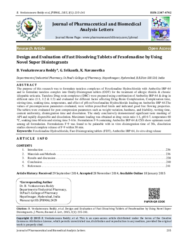 Pdf Design And Evaluation Of The Fast Dissolving Tablet Of Terbutaline Sulfate