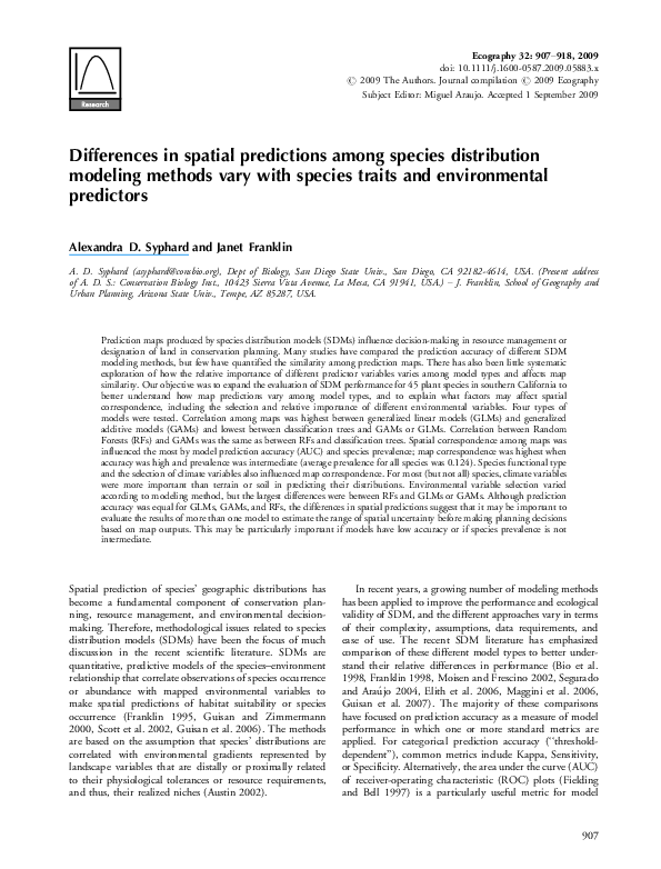 (PDF) A quixotic view of spatial bias in modelling the distribution of species and their ...