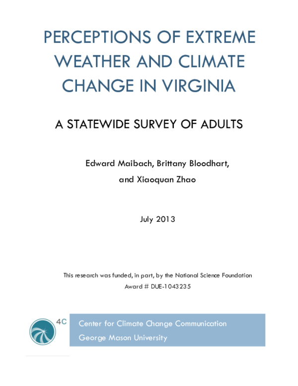 (PDF) PERCEPTIONS OF EXTREME WEATHER AND CLIMATE CHANGE IN VIRGINIA A ...