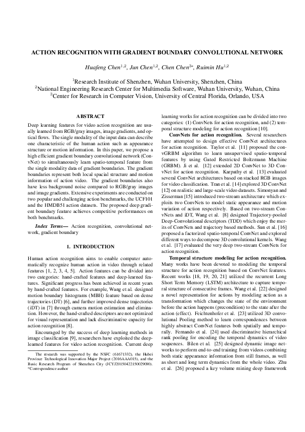 Pdf Action Recognition With Gradient Boundary Convolutional Network