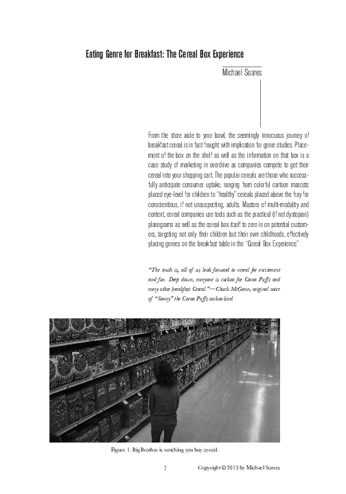 (PDF) “Eating Genre for Breakfast: The Cereal Box Experience ...