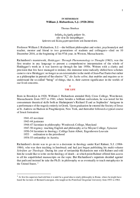 (PDF) IN MEMORIAM WILLIAM J. RICHARDSON (1920-2016)