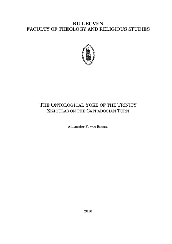 (PDF) The Ontological Yoke of the Trinity. Zizioulas on the Cappadocian ...