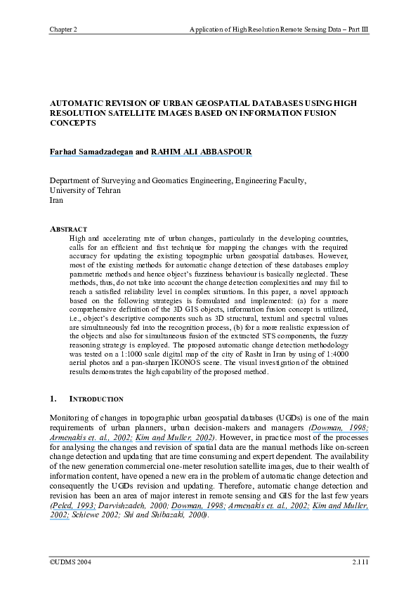 (PDF) Chapter 2 Application of High Resolution Remote Sensing Data – Part III AUTOMATIC REVISION ...