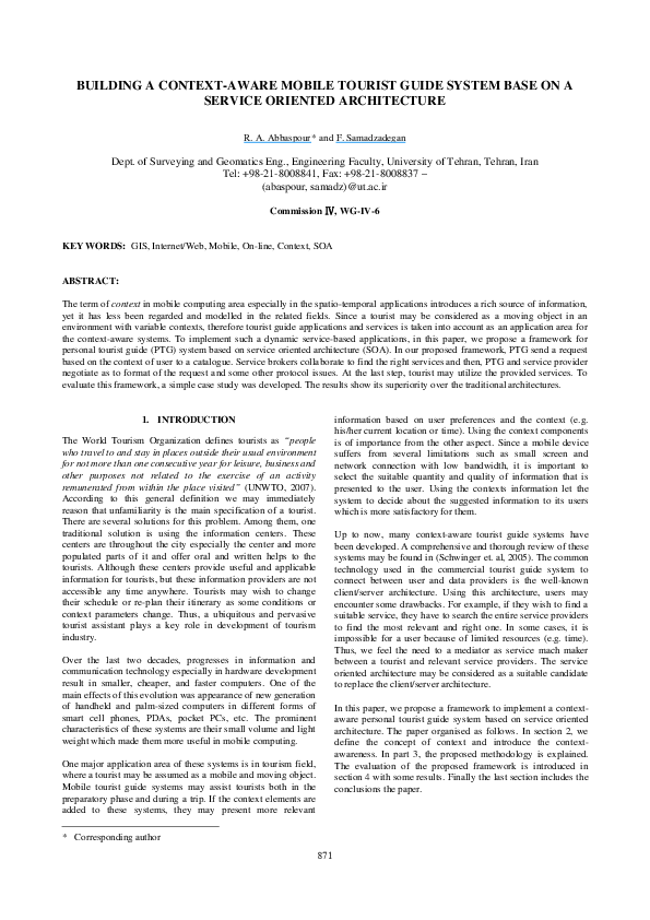 (PDF) Building a Context-Aware Mobile Tourist Guide System Base on a Service Oriented Architecture