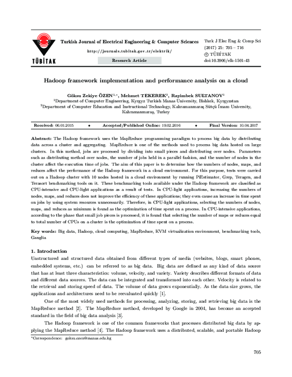 Pdf Hadoop Framework Implementation And Performance Analysis On A Cloud
