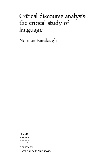 (PDF) Fairclough Norman Critical Discourse Analysis The Critical Study ...