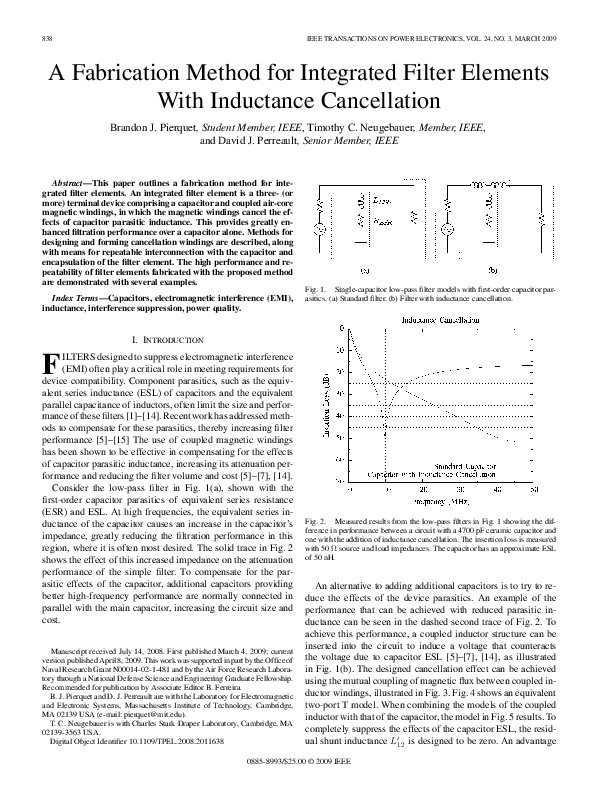 (PDF) A Fabrication Method for Integrated Filter Elements With ...
