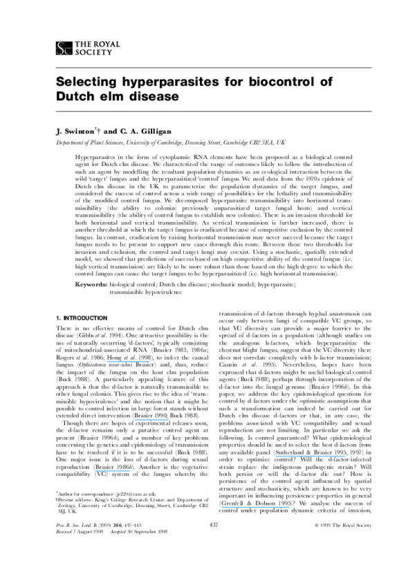 (PDF) Selecting hyperparasites for biocontrol of Dutch elm disease ...