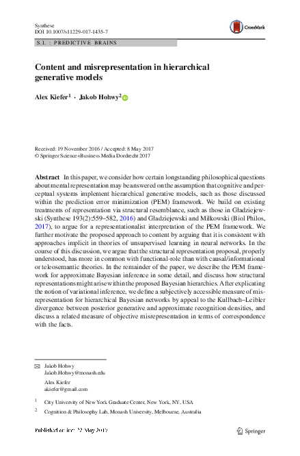Pdf Content And Misrepresentation In Hierarchical Generative Models