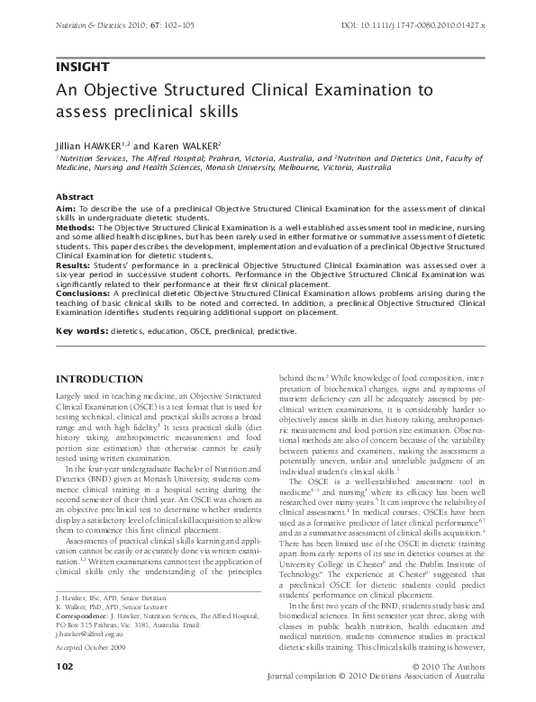(PDF) An Objective Structured Clinical Examination to assess ...
