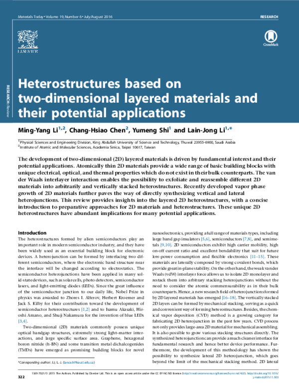 (PDF) Heterostructures based on two-dimensional layered materials and ...