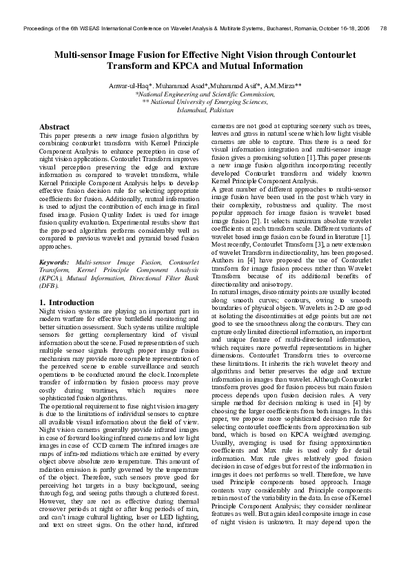 (PDF) Multi-sensor image fusion for effective night vision through contourlet transform and KPCA ...