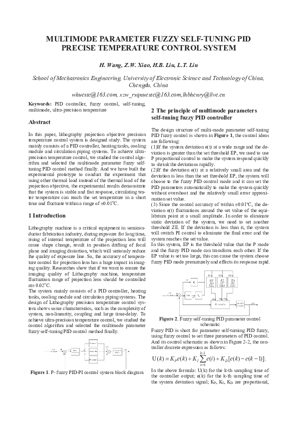 (PDF) Fuzzy Self-Tuning PID for Precise Temperature Control (PDF) Fuzzy Self-Tuning PID for Precise Temperature Control
