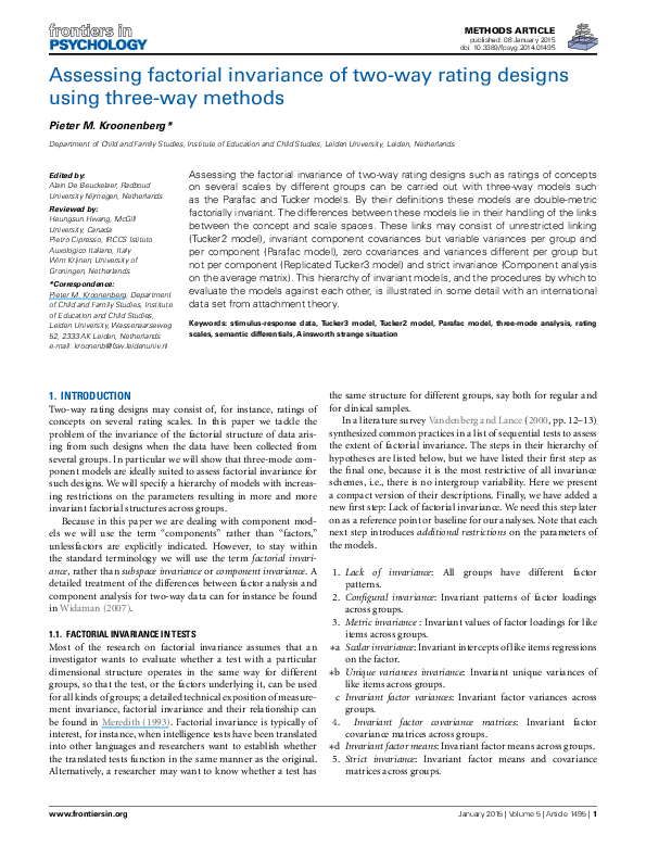 (PDF) Assessing factorial invariance of two-way rating designs using ...