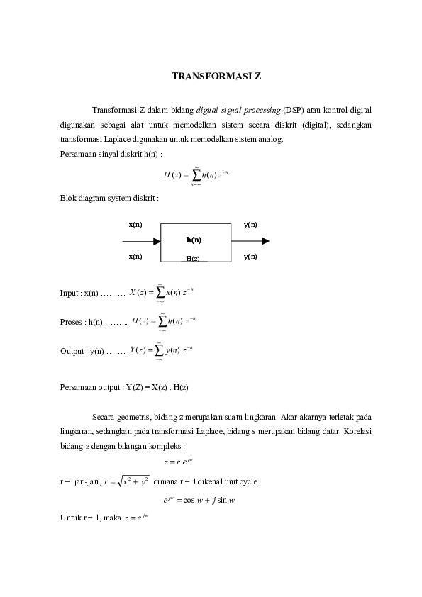 (PDF) TRANSFORMASI Z