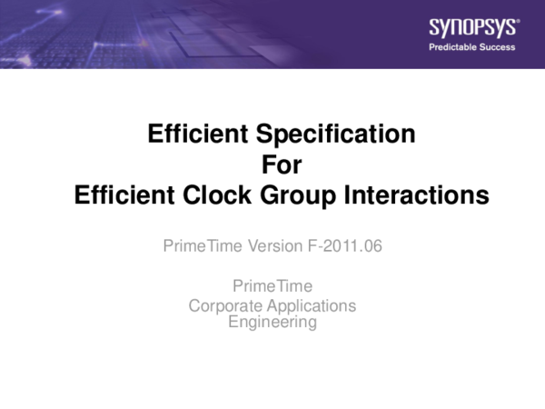 (PDF) Efficient Specification For Efficient Clock Group Interactions