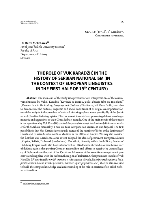 (PDF) Maroš Melichárek, "THE ROLE OF VUK KARADŽIĆ IN THE HISTORY OF ...