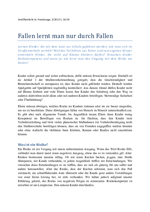 (PDF) Richard-Elsner, Christiane (2013): Fallen lernt man nur durch ...