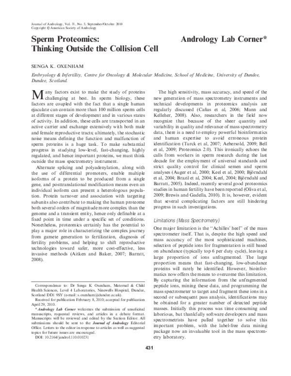 (PDF) Sperm Proteomics: Thinking Outside the Collision Cell