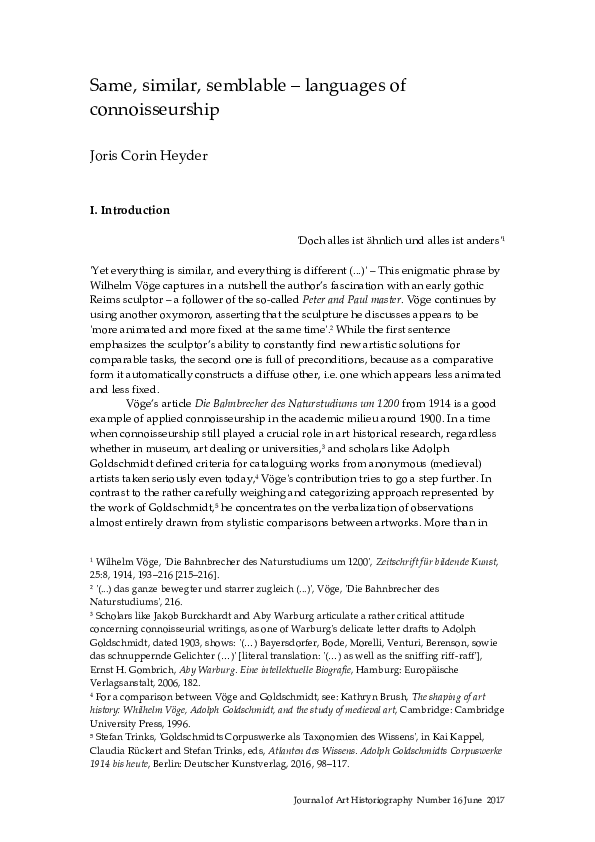 (PDF) Same, similar, semblable – Languages of Connoisseurship | Joris ...
