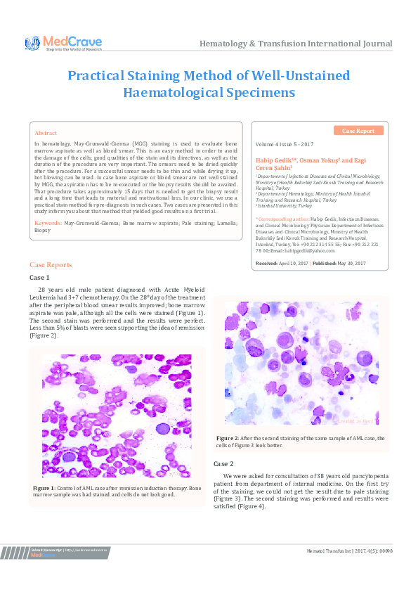 (PDF) Practical Staining Method of Well-Unstained Haematological Specimens