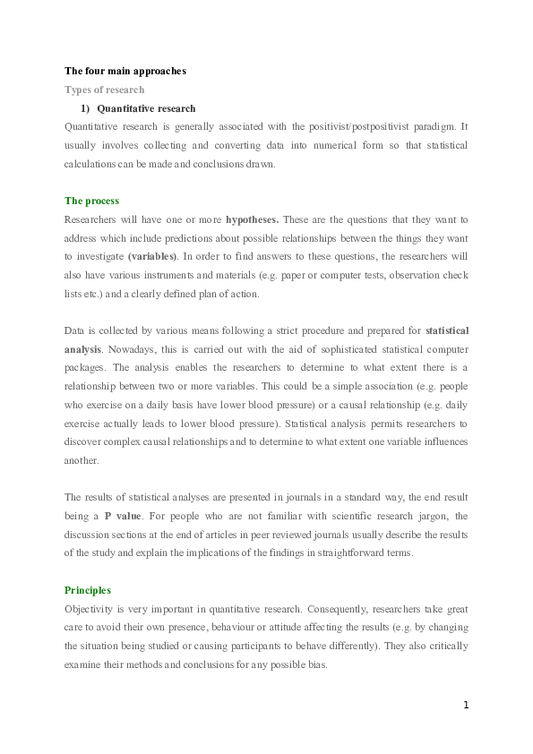 (DOC) The four main approaches Types of research