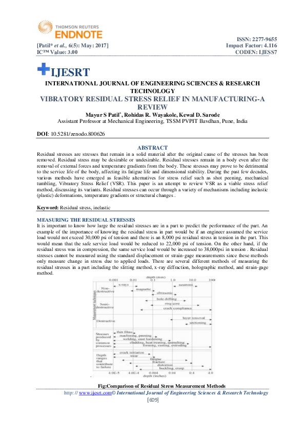 (PDF) VIBRATORY RESIDUAL STRESS RELIEF IN MANUFACTURING-A REVIEW