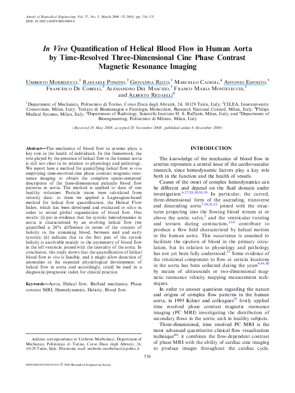 (PDF) Mechanistic insight into the physiological relevance of helical blood flow in the human ...
