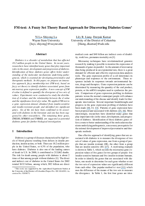 Pdf Fm Test A Fuzzy Set Theory Based Approach For Discovering