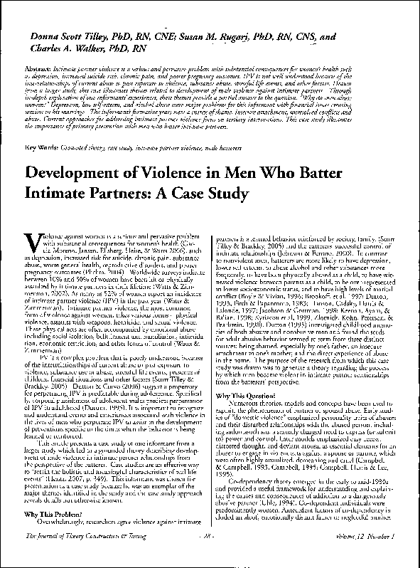 (PDF) Development of Violence in Men Who Batter Intimate Partners: A ...