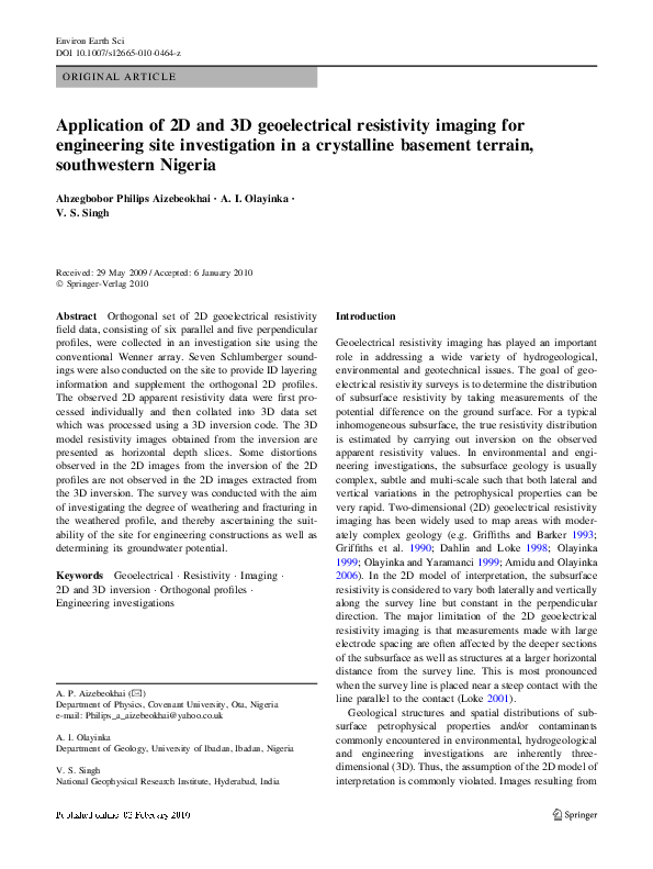 (PDF) Application of 2D and 3D geoelectrical resistivity imaging for engineering site ...