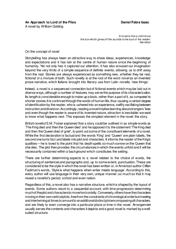 (PDF) An Approach to Lord of the Flies - A novel by William Golding