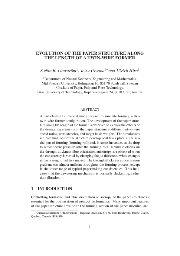 (PDF) Evolution of the paper structure along the length of a twin-wire ...