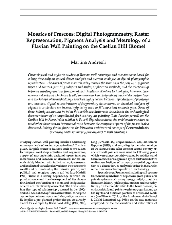 (PDF) Mosaics of Frescoes: Digital Photogrammetry, Raster ...
