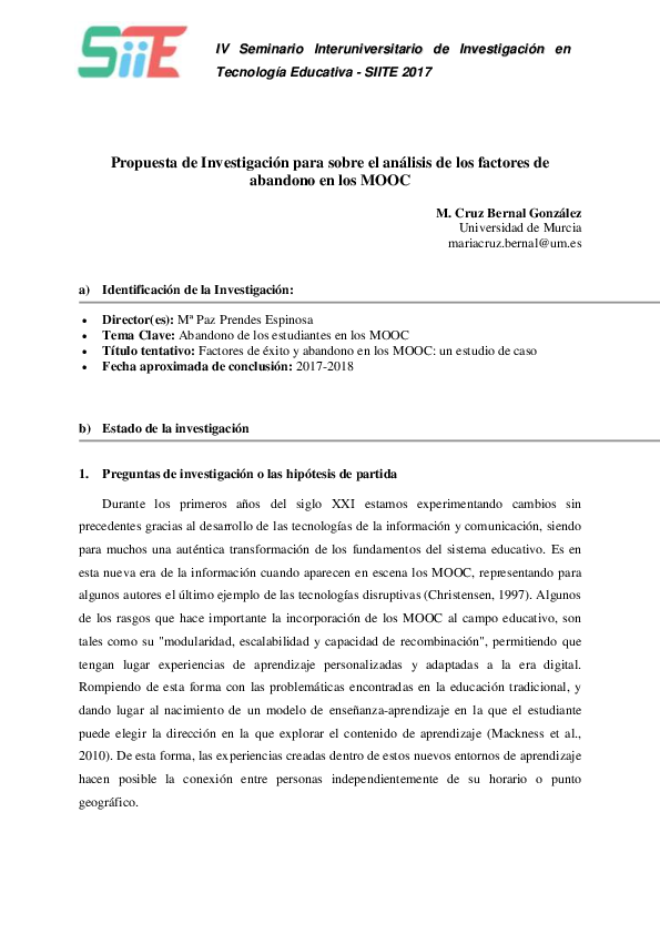 (PDF) Análisis de los factores de abandono en los MOOC