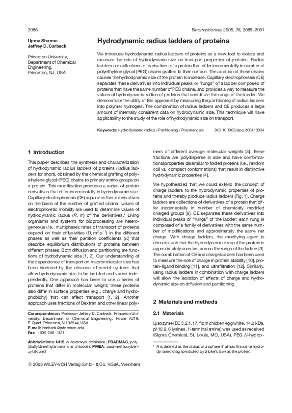 (PDF) Hydrodynamic radius ladders of proteins