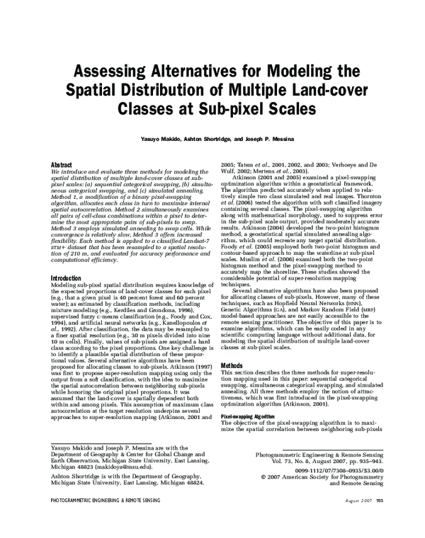 (PDF) Assessing alternatives for modeling the spatial distribution of multiple land-cover ...