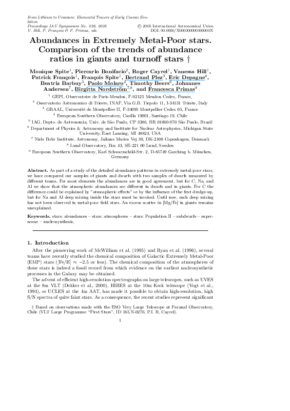 (PDF) Abundances in extremely metal-poor stars: comparison of the ...
