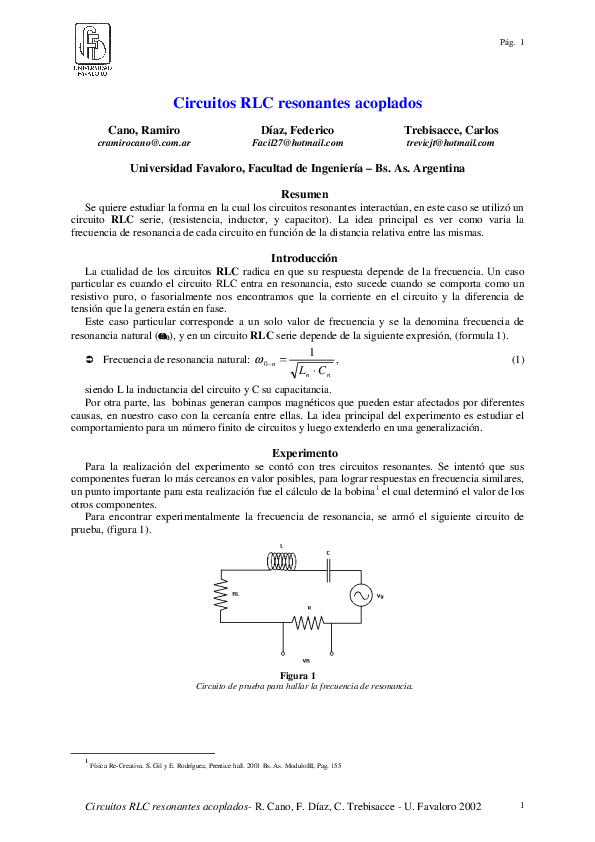 (PDF) Circuitos RLC resonantes acoplados