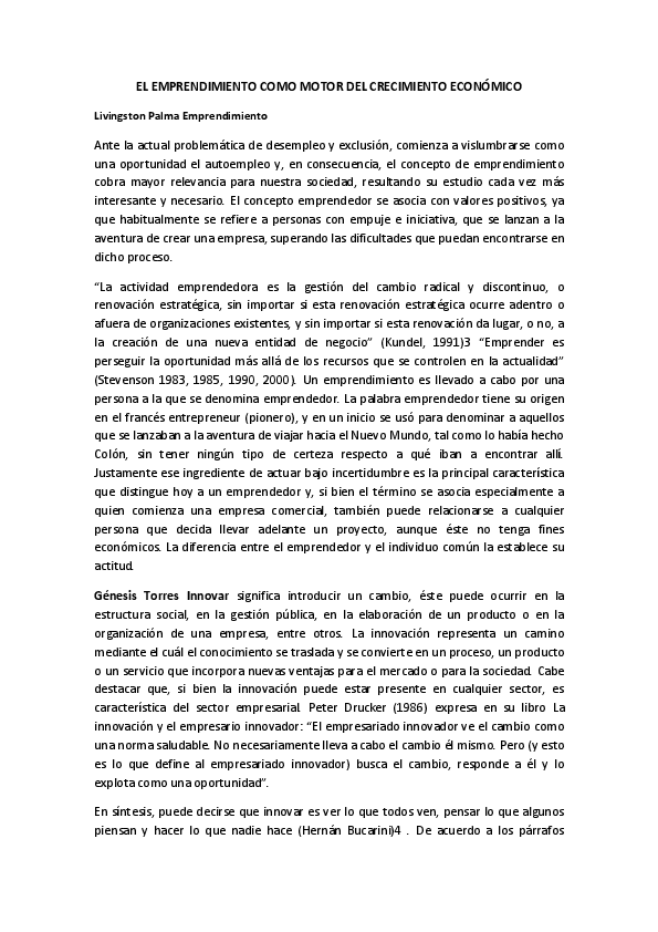 (DOC) EL EMPRENDIMIENTO COMO MOTOR DEL CRECIMIENTO ECONÓMICO