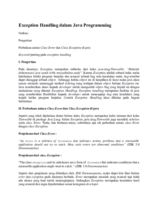 Exception Handling dalam Java