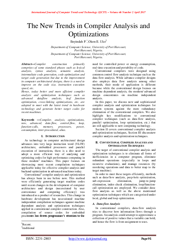 (PDF) The New Trends in Compiler Analysis and Optimizations