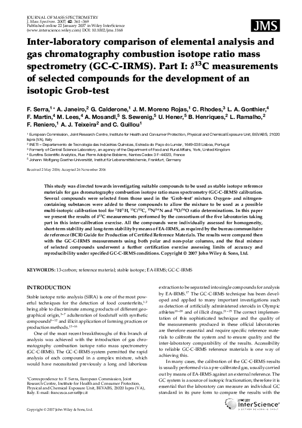 (PDF) Inter-laboratory comparison of elemental analysis and gas ...